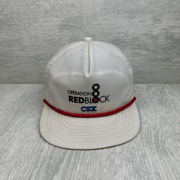 Accessories | Vintage Csx Operation Redblock Hat Cap Snap Back White Rope Railroad Train | Poshmark